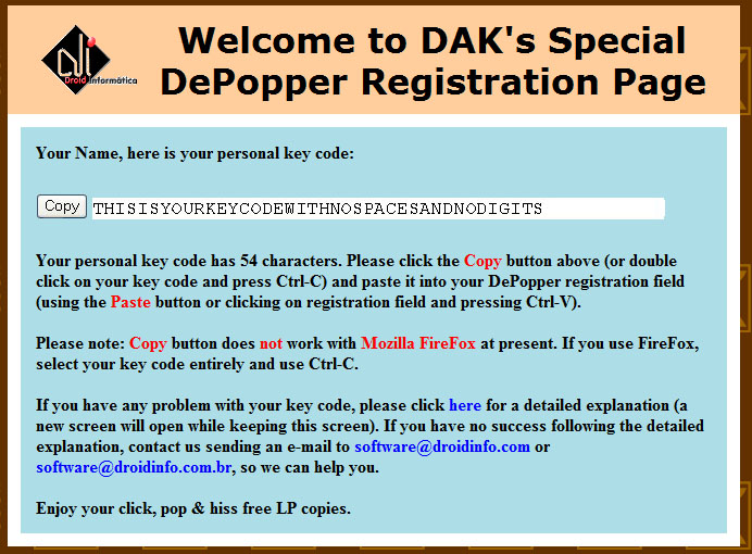 DePopper - Registration Guide for DAK users